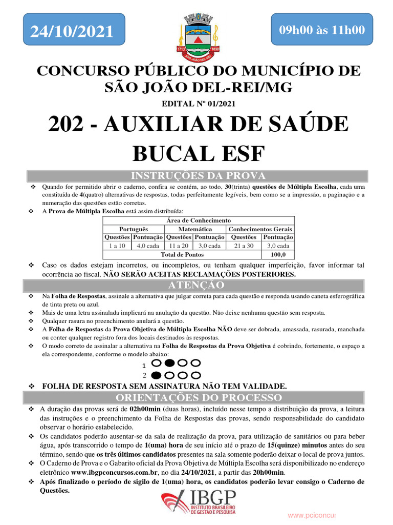 Prova de Concurso Auxiliar - de - Saude - Bucal | PDF