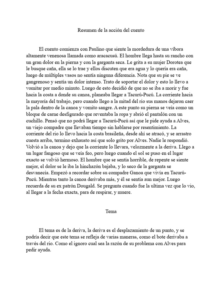 A La Deriva Por Horacio Quiroga | PDF