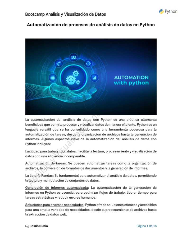 Automatización de Procesos de Análisis de Datos en Python | PDF | Análisis de los datos | Python ...