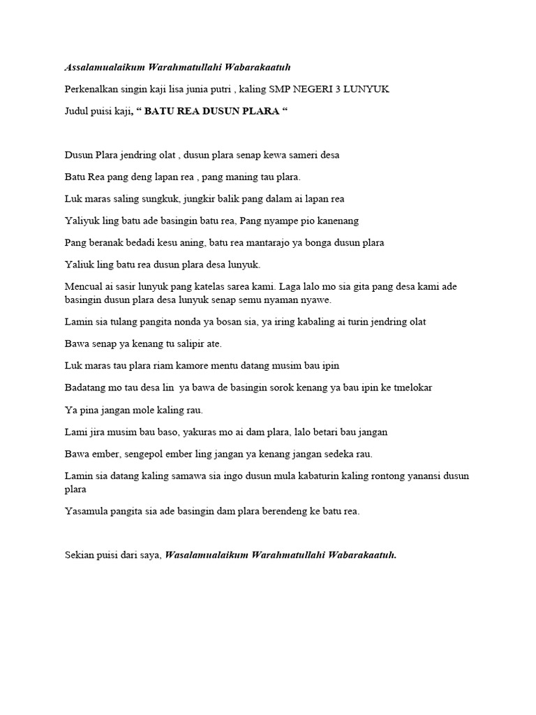 Puisi Bahasa Sumbawa | PDF