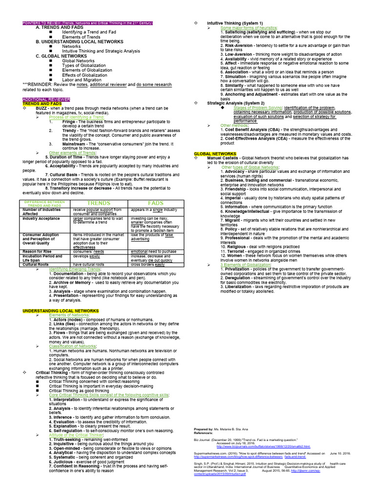 Trends, Networks & Critical Thinking | PDF | Thought | Critical Thinking