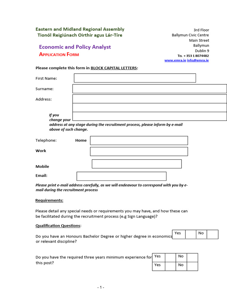 Economic Policy Analyst Application Form | PDF | Academic Degree | Knowledge