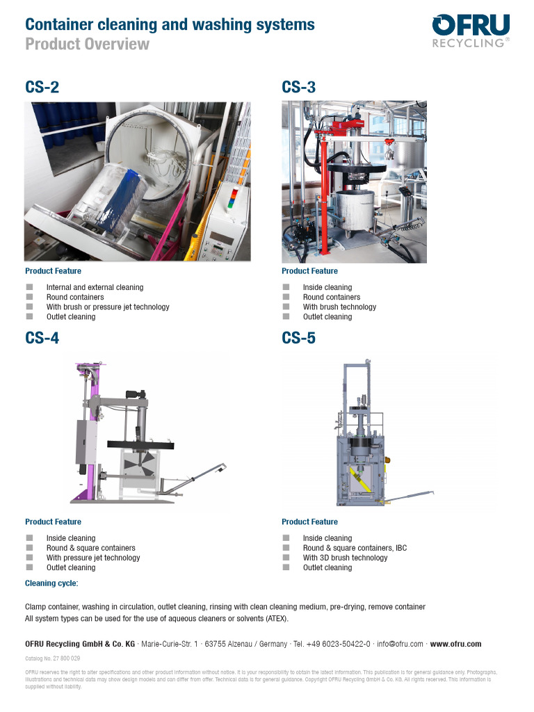 27 800 029 Container Cleaning and Washing Systems Overview | PDF | Industrial Processes
