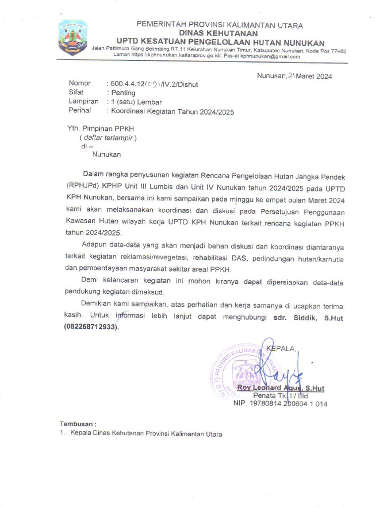 Surat UPTD KPH Nunukan | PDF