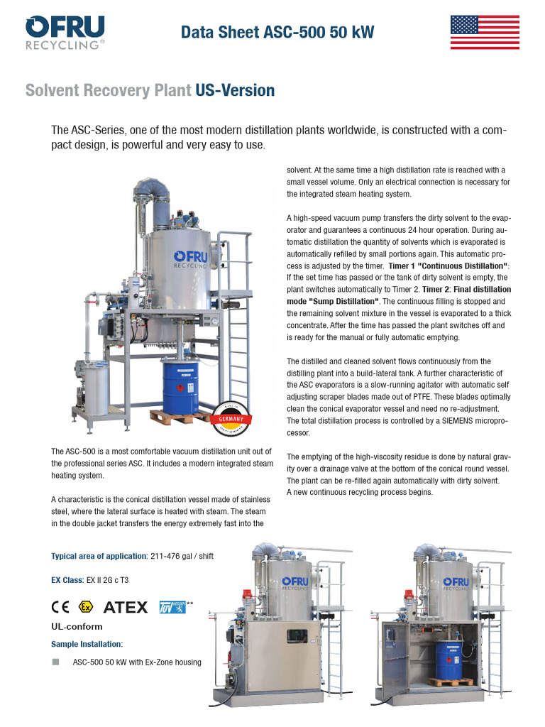 27 800 026 Datasheet ASC-500 50 Solvent Recovery System US | PDF ...