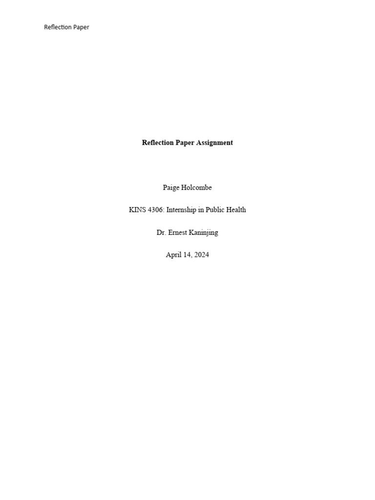 Reflection Paper Assignment 1 | PDF | Nursing | Assisted Living
