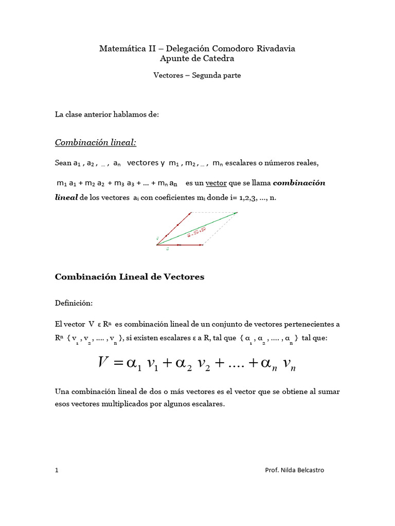 Vectores Apunte de Catedra Segunda Parte MIO | PDF | Vector Euclidiano | Álgebra lineal
