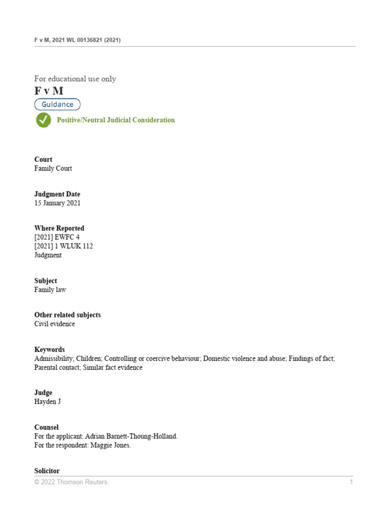 Family Court Coercion Case | PDF | Social Psychology | Justice