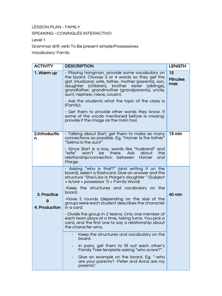 Lesson Plan Family | PDF | The Simpsons | Television Series Created