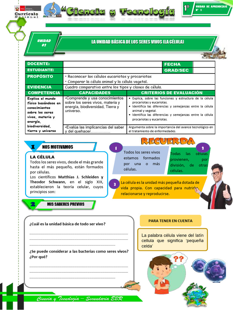 B1º Act 2 Cyt Unid 1 - Sem 2 | PDF | Biología Celular) | Plantas
