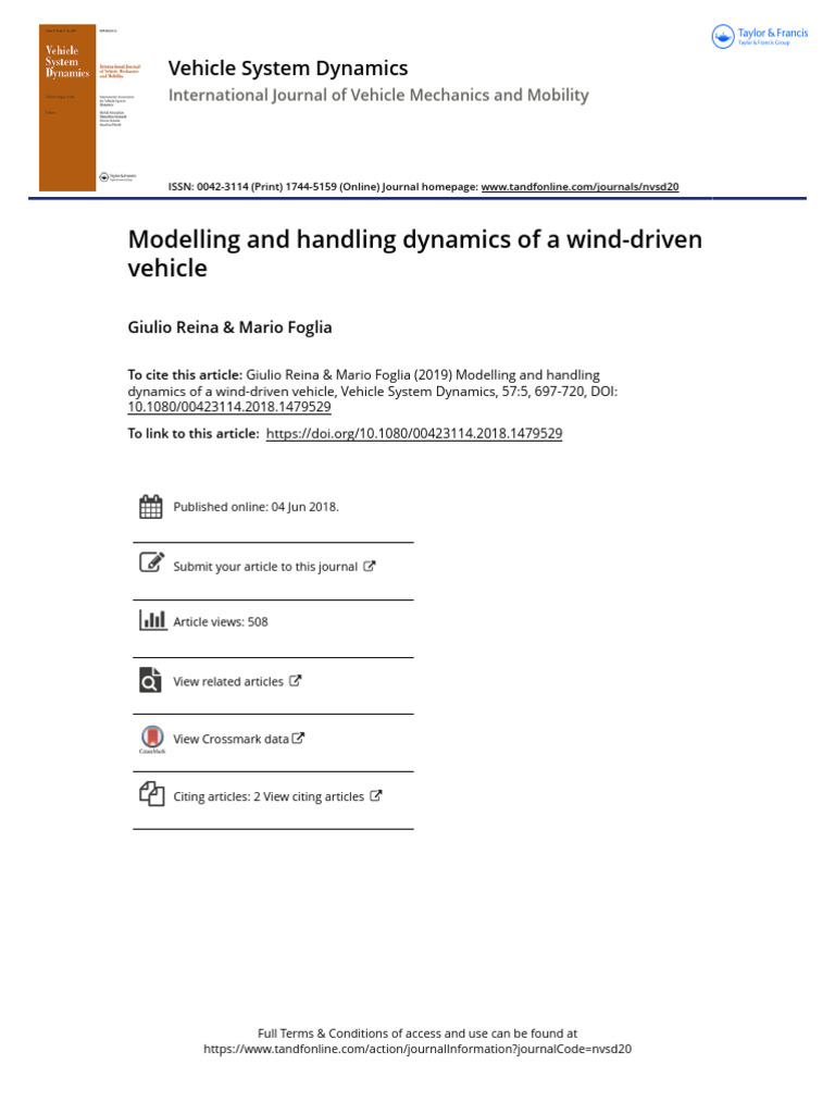 Modelling and Handling Dynamics of A Wind-Driven Vehicle | PDF | Force ...