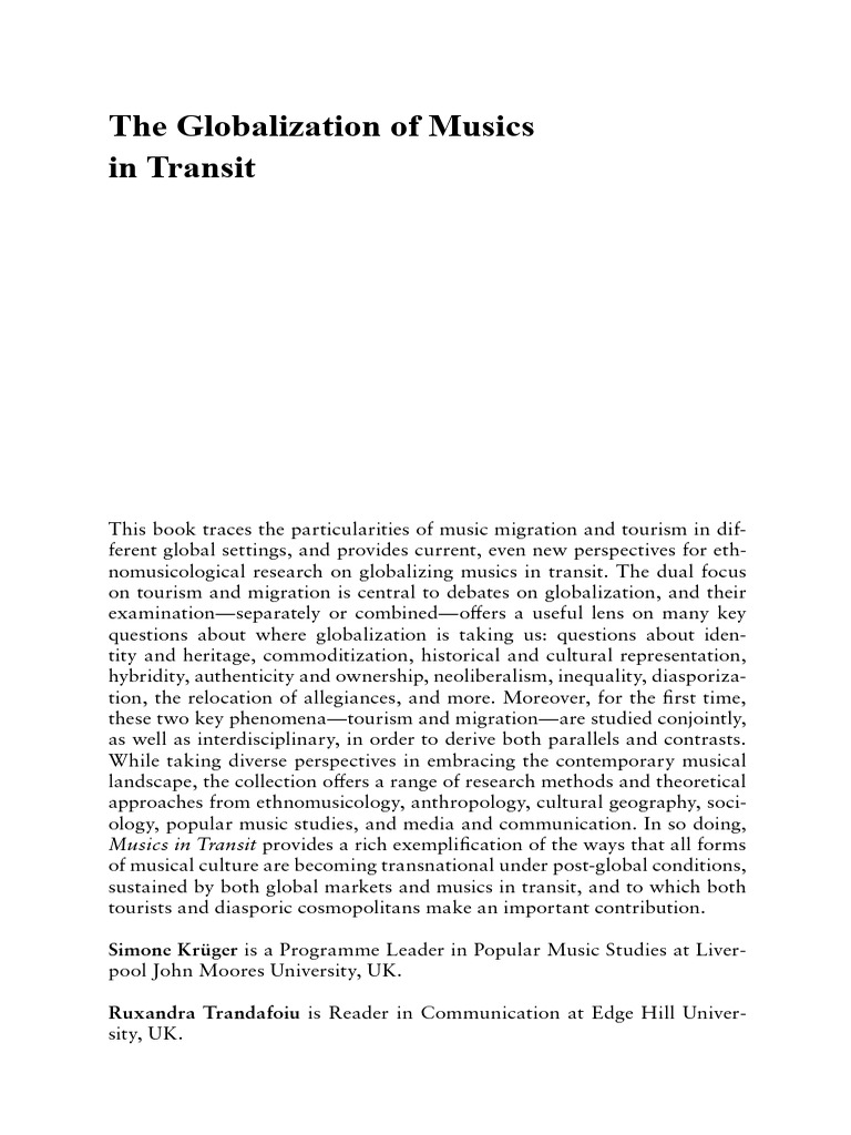 TRANDAFOIOU Kruger. The Globalization of Musics - Music Migration and ...