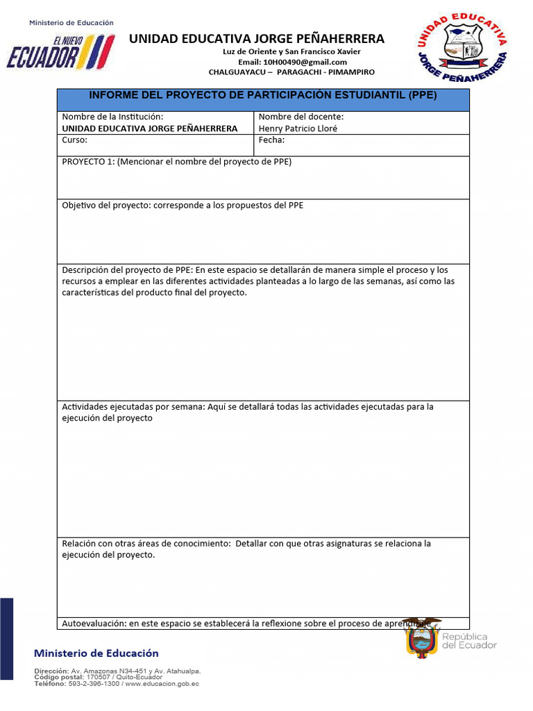 Informe Proyecto Estudiantil PPE | PDF | Aprendizaje
