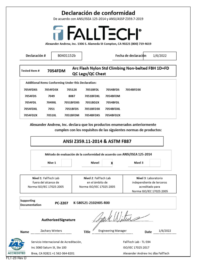 Declaracion de Conformidad 7054BFD Español | PDF | Producción y fabricación | Gestión de la calidad