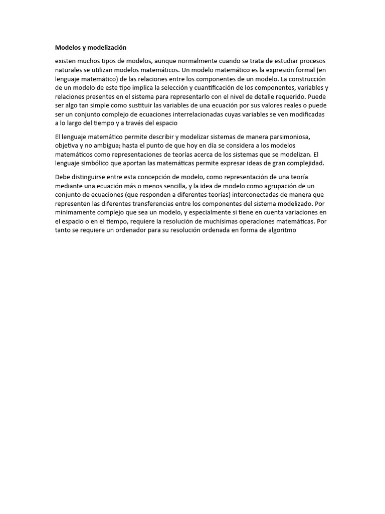 Modelos y Modelización | PDF