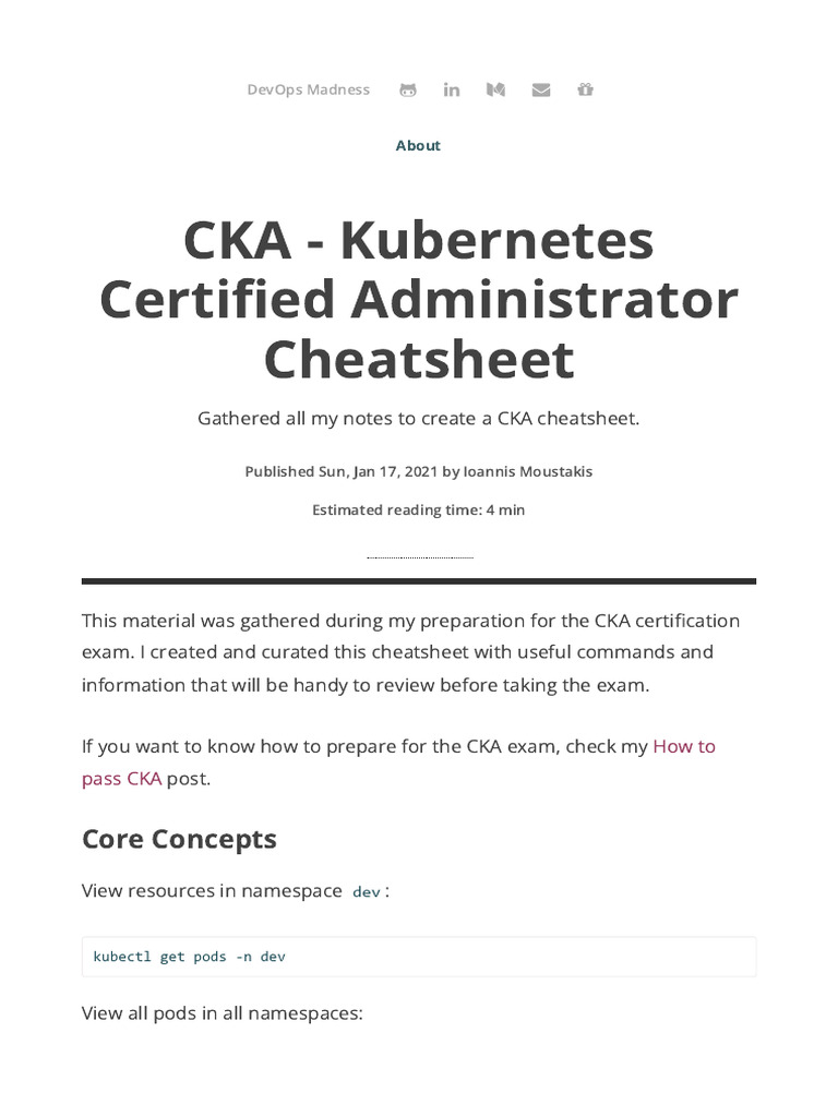 CKA - Kubernetes Certified Administrator Cheatsheet | PDF | Operating ... CKA - Kubernetes Certified Administrator Cheatsheet | PDF | Operating ...