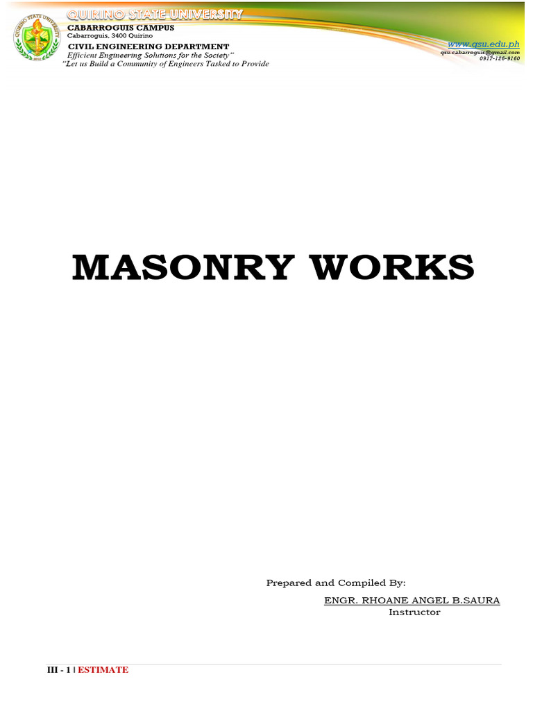 Masonry Works Pdf Concrete Plaster