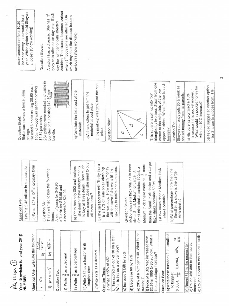 Year 10 Revison Papers | PDF