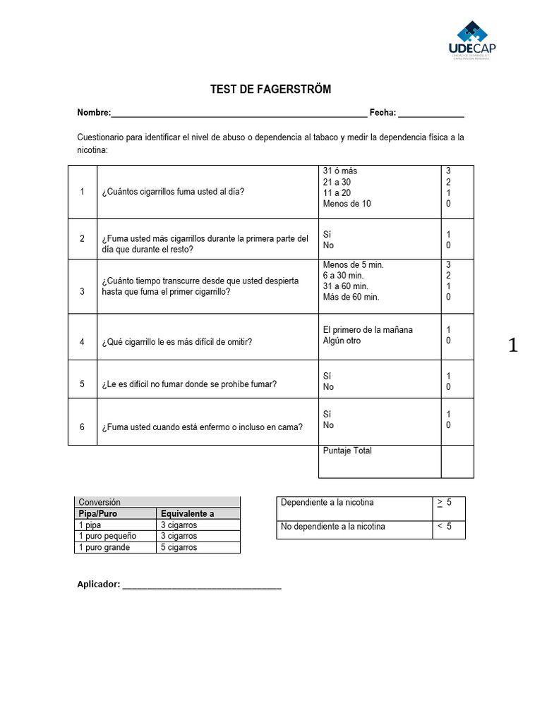 Audit Cad Fagestrom | PDF | Cigarrillo | Fumar tabaco