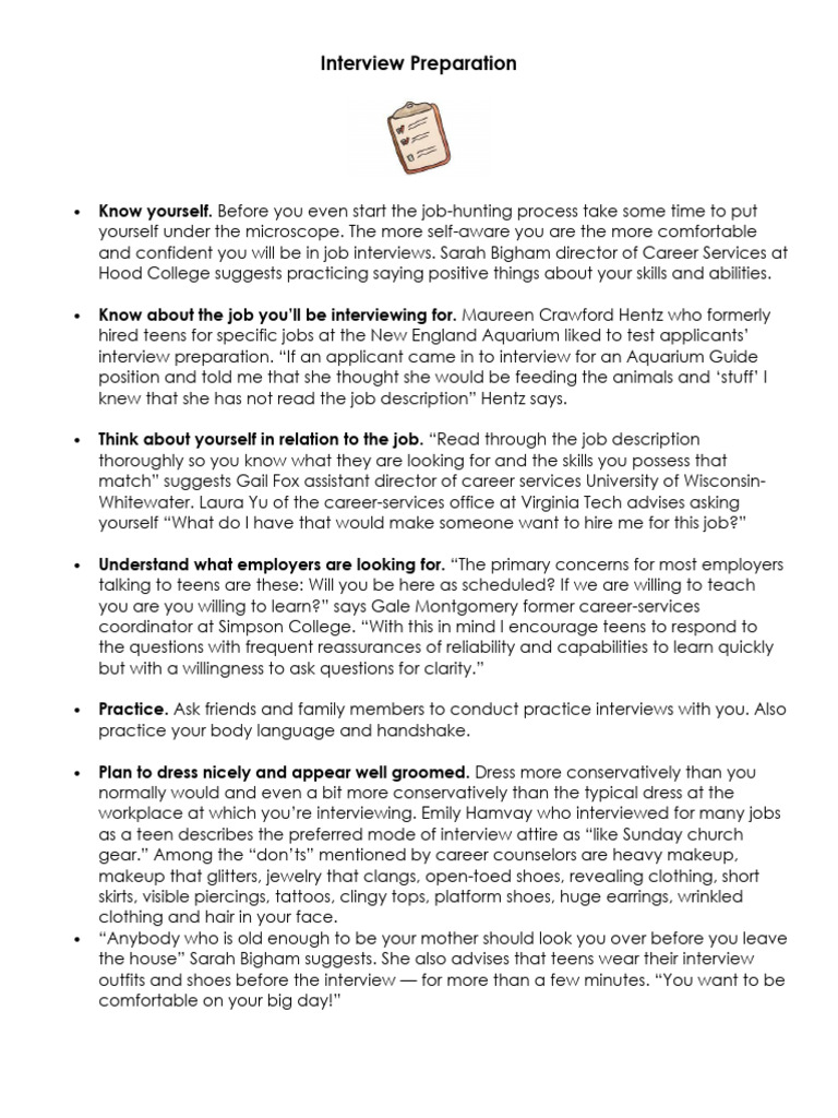 GLC2O - Advice On How To Ace The Interview | PDF | Job Interview | Clothing