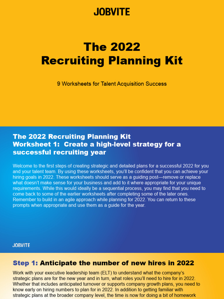 The 2022 Recruiting Planning Kit Worksheet 1 | PDF | Turnover ...