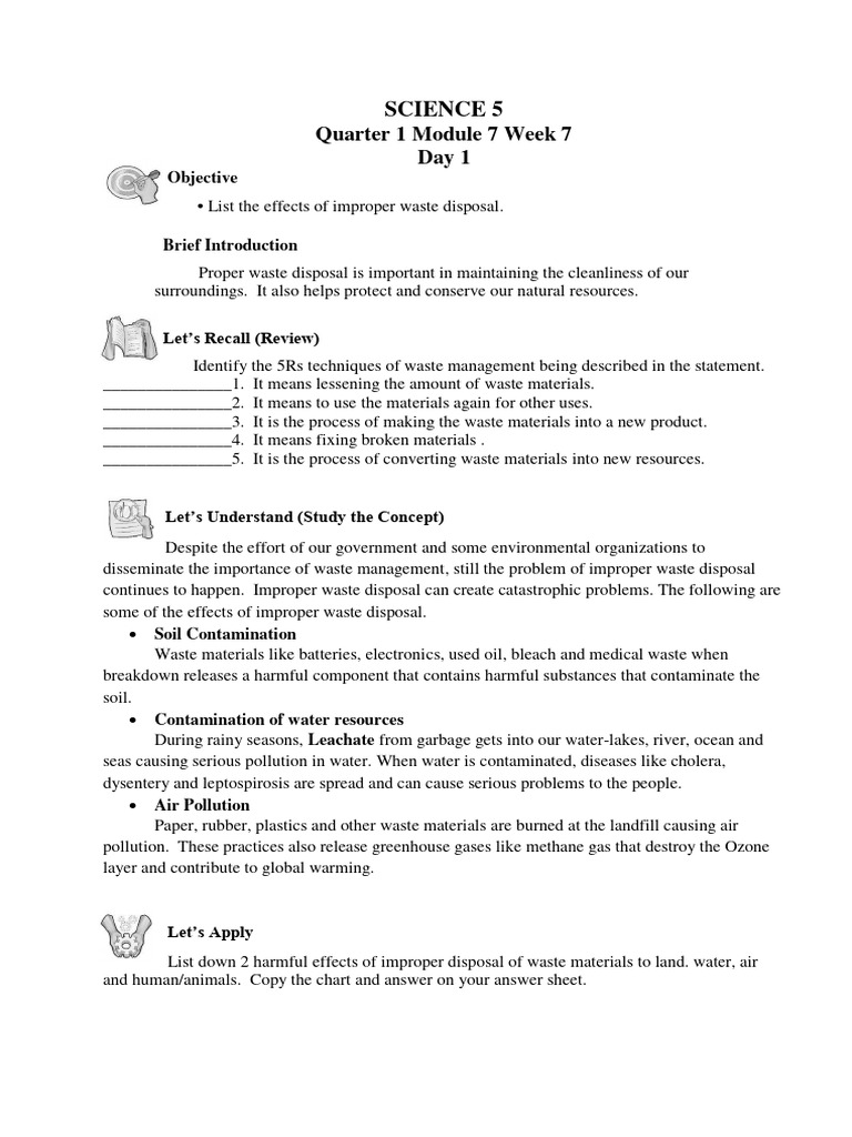 Science 5: Quarter 1 Module 7 Week 7 Day 1 | PDF | Waste | Waste Management
