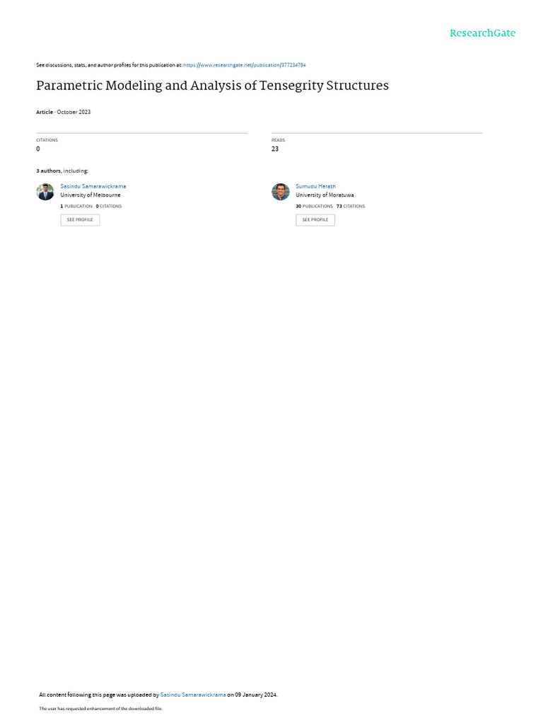 2023 Parametric Modeling And Analysis Of Tensegrity Structures Unlocked Pdf Buckling