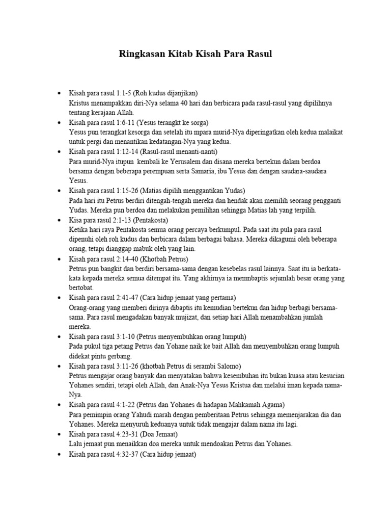 Ringkasan Kitab Kisah para Rasul | PDF