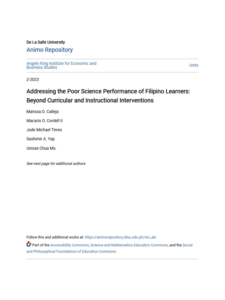 Improving Filipino Science Literacy | PDF | Literacy | Programme For ...