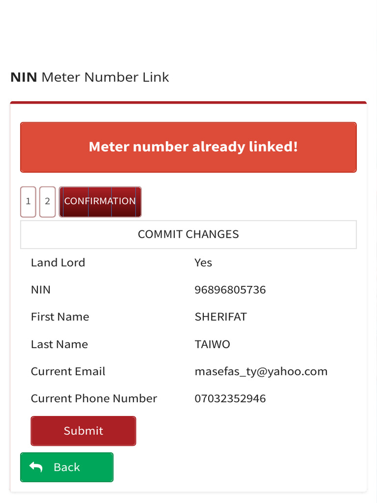 NIN Meter Number Linking Confirmation | PDF