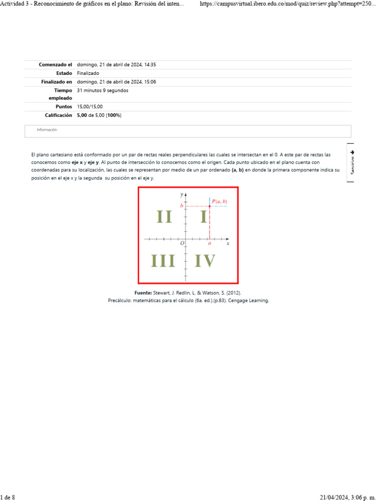 Actividad 3 - Reconocimiento de Gráficos en El Plano Revisión Del Intento CampusVirtual - Ibero ...