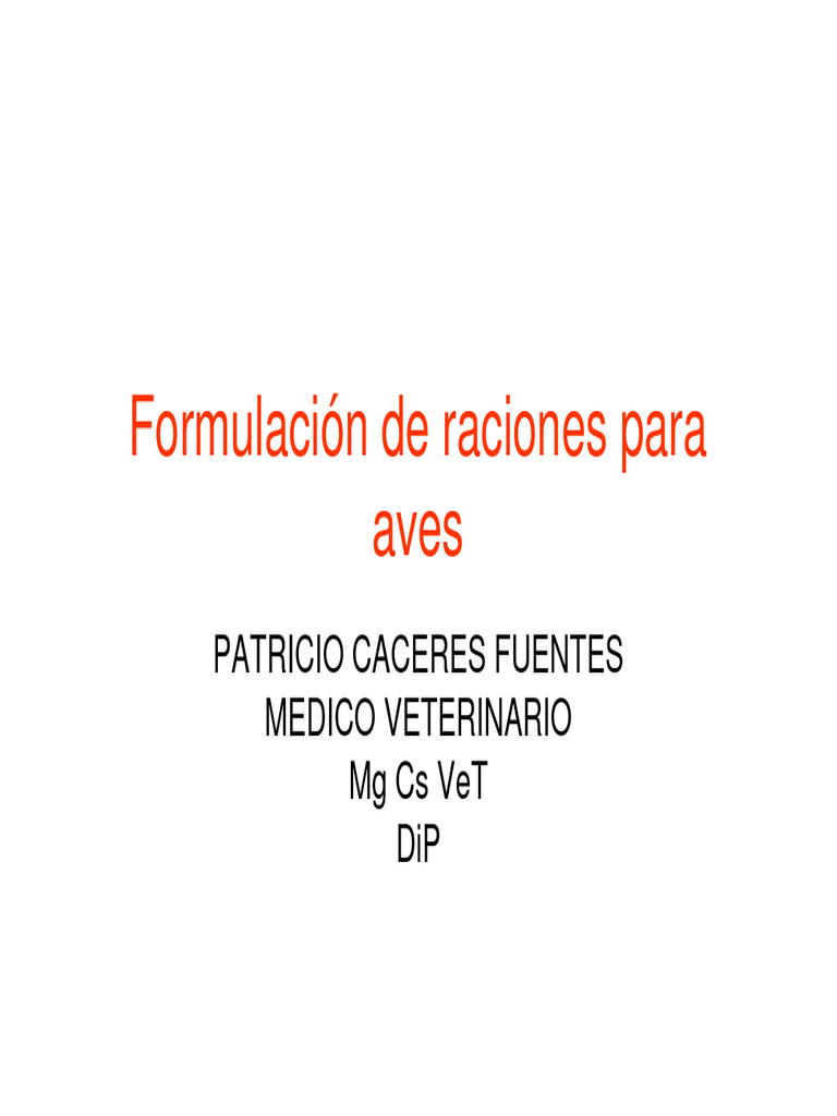 Balanceado Aves Formulacion | PDF | Nutrición | Dieta y nutrición