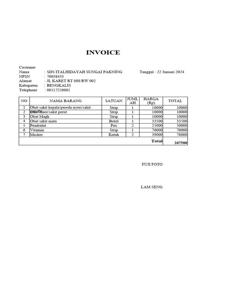 Invoice Jan 2024 SD | PDF