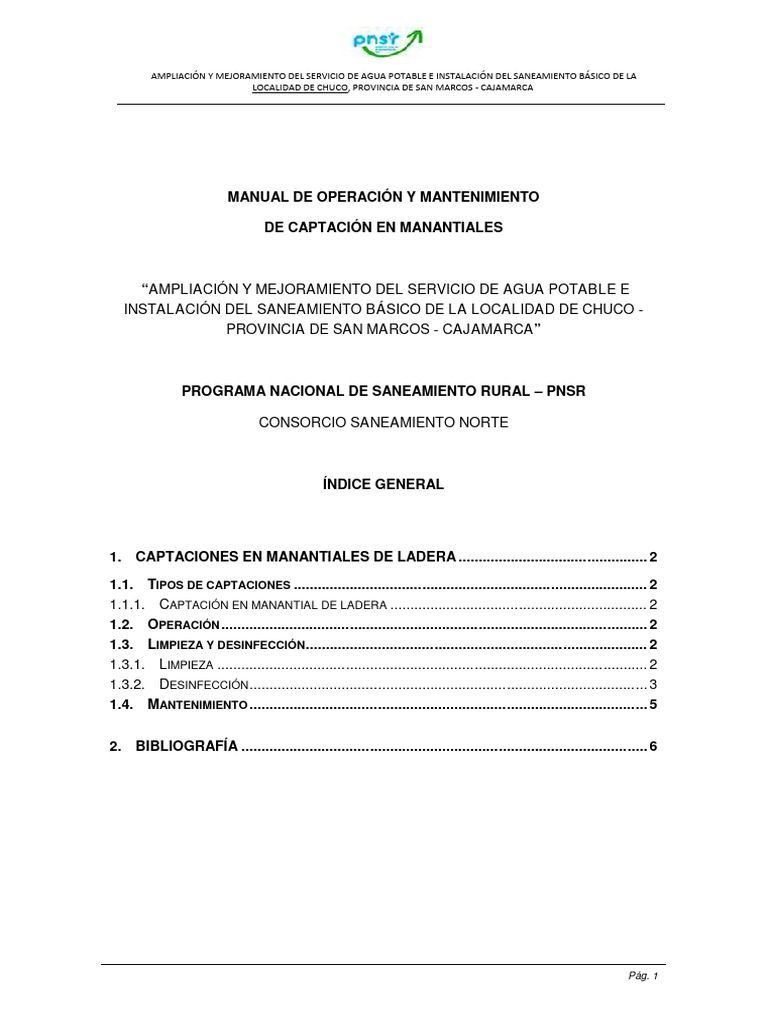 Manual de Operacion y Manteniiento | PDF | Agua | Tap (Válvula)