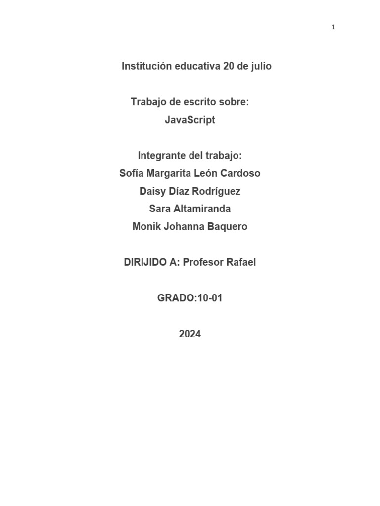 Trabajo Escrito | PDF | Script Java | Modelo de objeto de documento