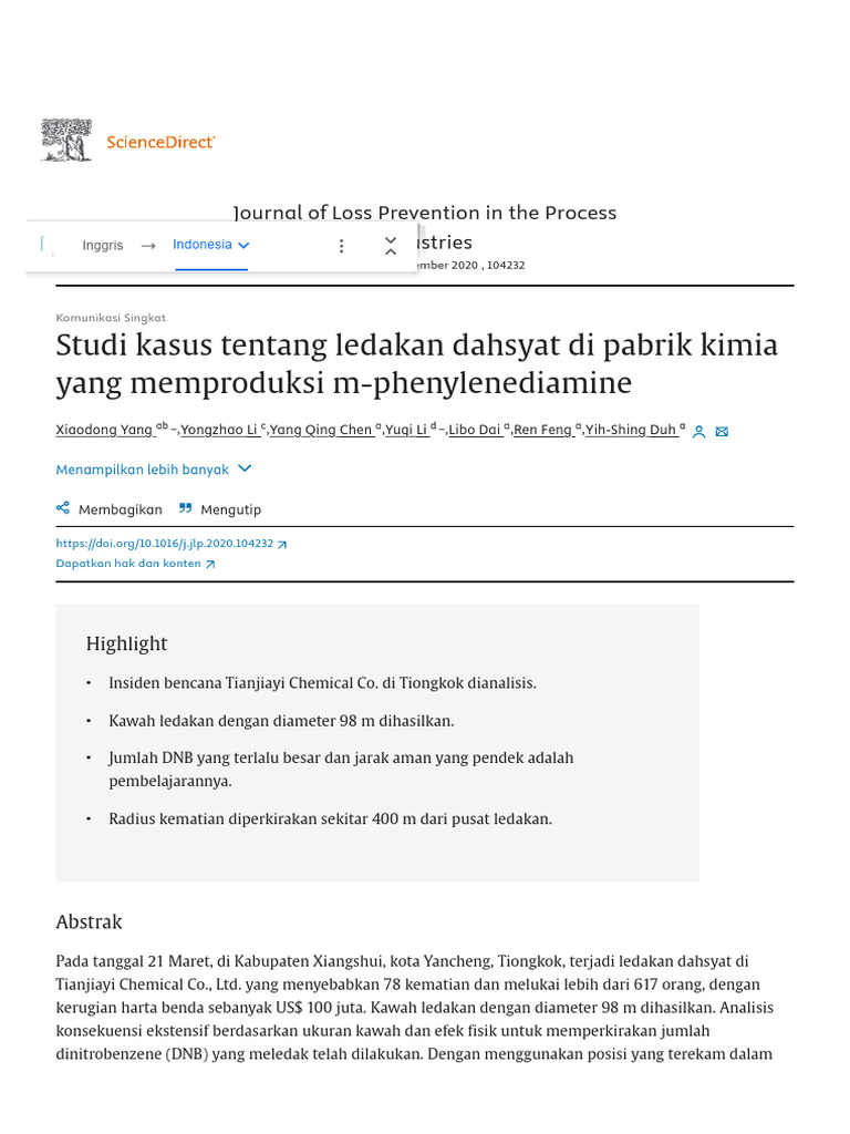 Studi Kasus Tentang Ledakan Dahsyat Di Pabrik Kim | PDF