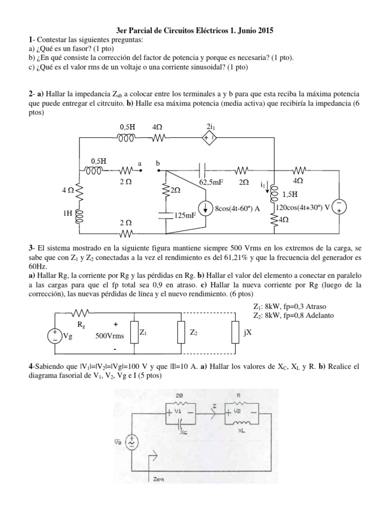 Solucion 1er Parcial Circuitos 1 A2015 Con Enunciado | PDF