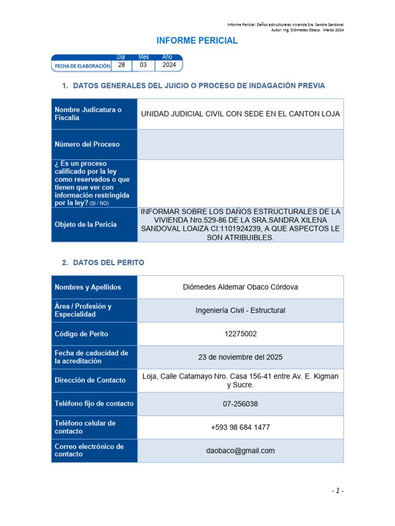 Informe Pericial Vivienda | PDF | Fundación (Ingeniería)