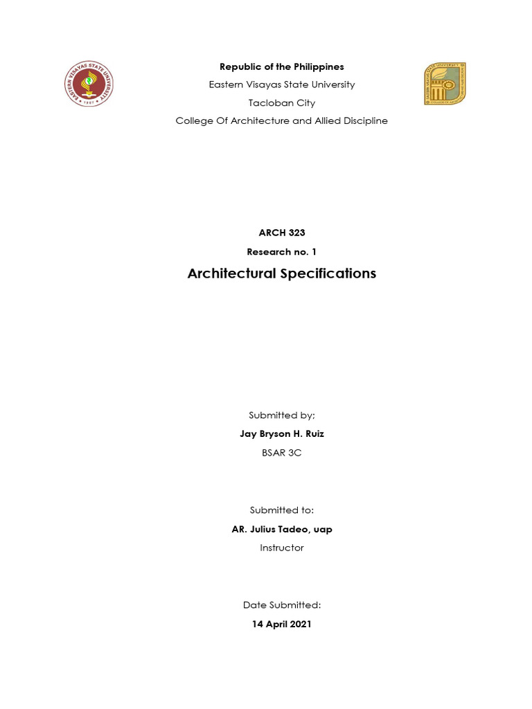Archetectural Specifications | PDF | Specification (Technical Standard ...