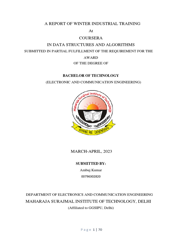 A Report of Winter Industrial Training by Ambuj 00796302820 | Download Free PDF | Constructor ...