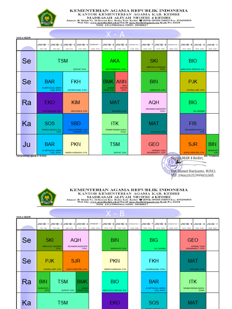 Jadwal Kelas 19 S.D. 26 April 2024 | PDF
