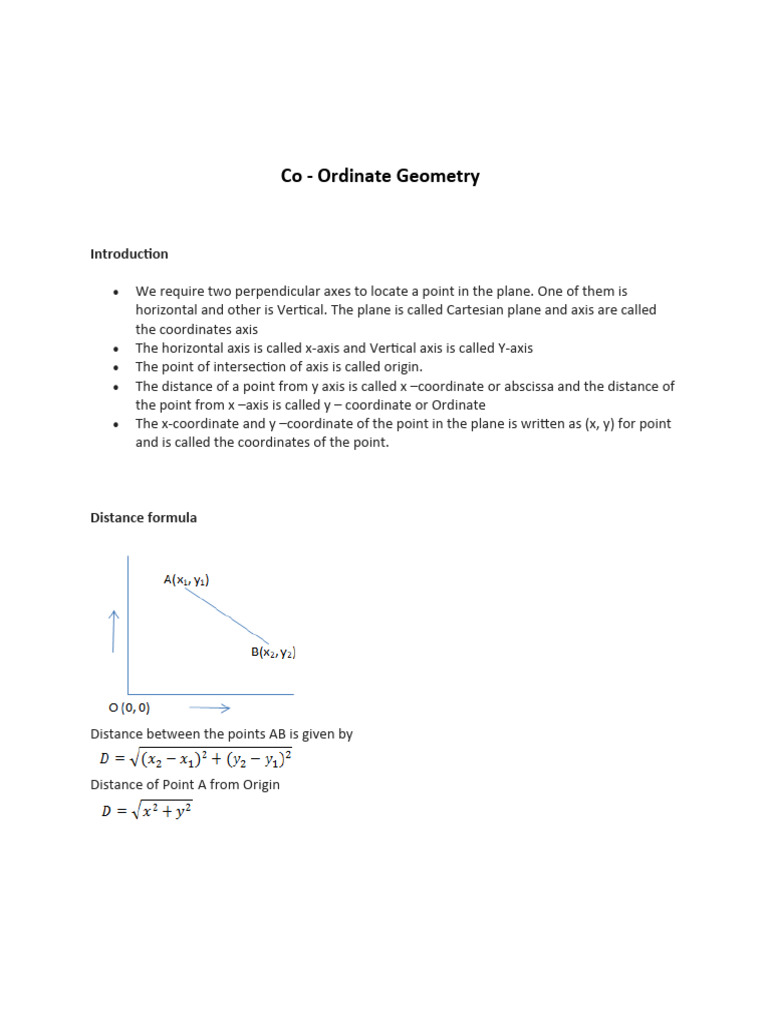 Co Ordinate Geometry For 9th Class Foundation | PDF | Cartesian ...