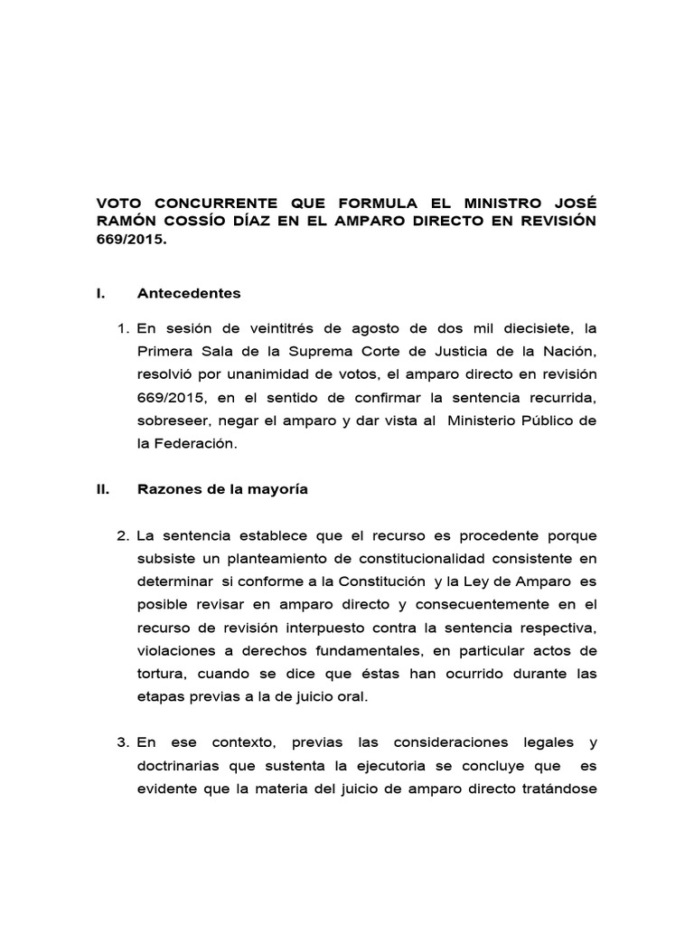 ADR 669-15 Voto Concurrente Jose Ramon Cossio Diaz | PDF | Sentencia ...