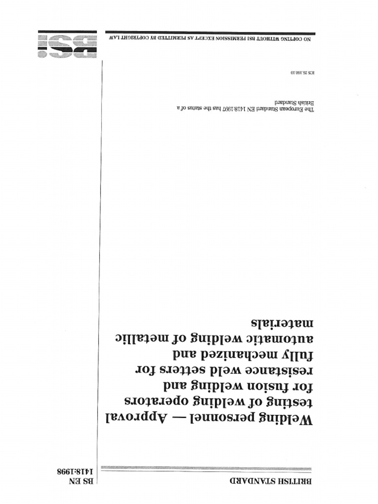 BS en 1418 - 1998 | PDF