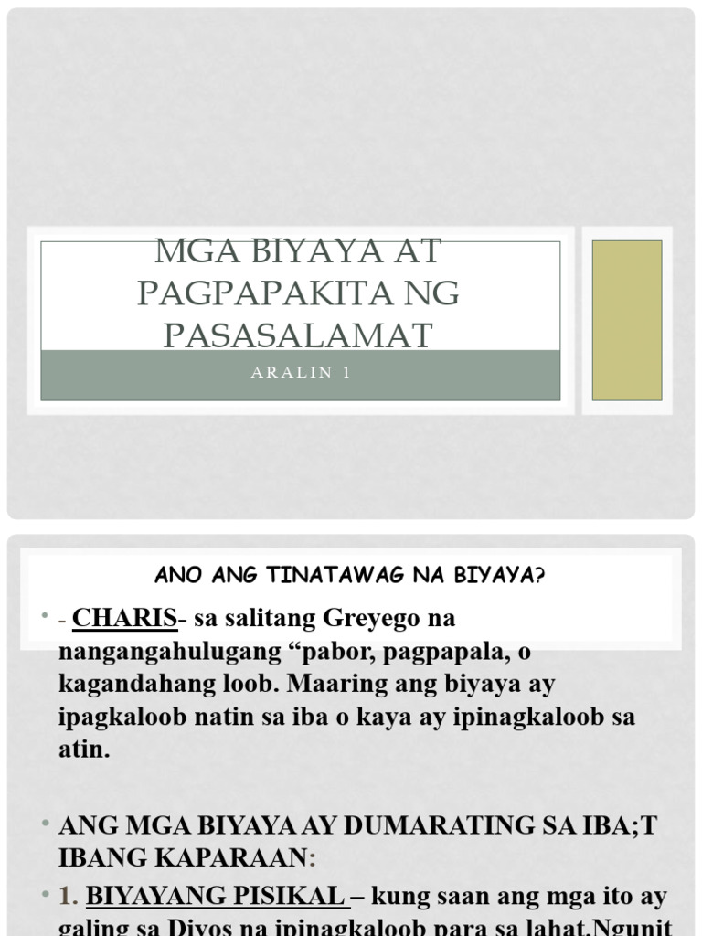 Mga Biyaya at Pagpapakita NG Pasasalamat | PDF