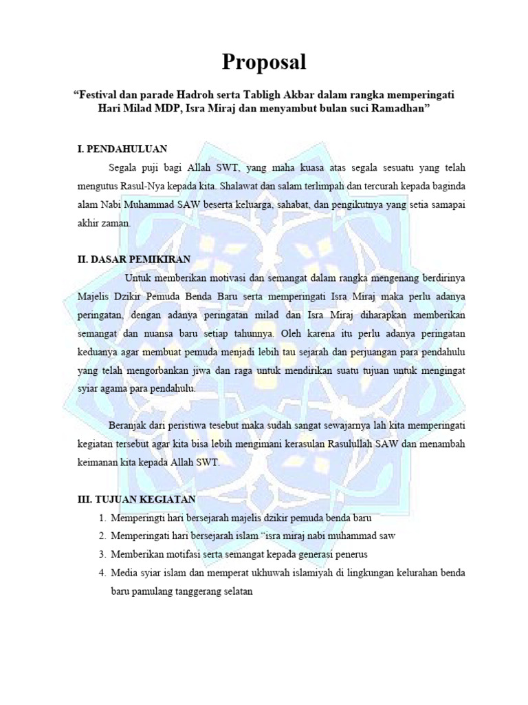 Proposal Isra Miraj 1435H | PDF