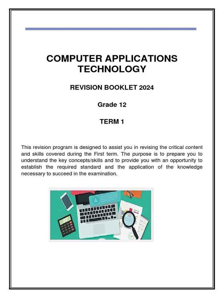 CAT Grade 12 Revision Term 1 2024 | PDF | Personal Computers | Software
