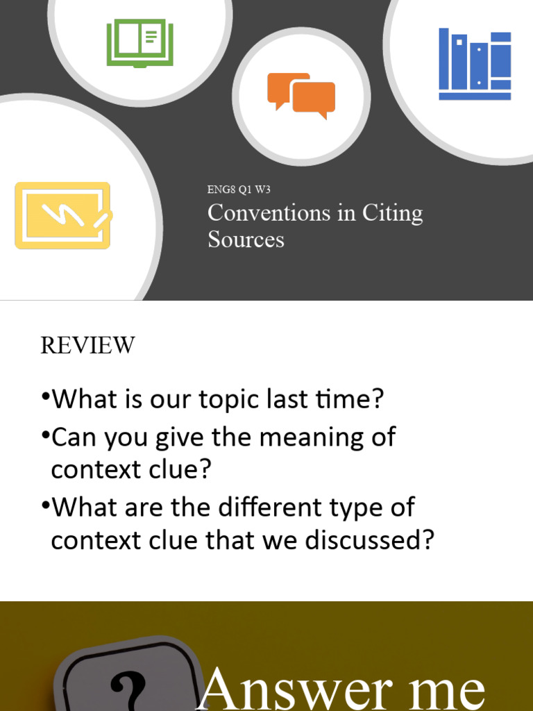 ENG8 Q1 W3 Conventions in Citing Sources | PDF | Bibliography ...