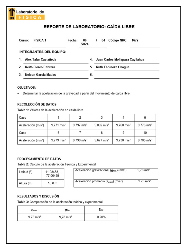 2024 - Reporte - Lab - Fisi1 - S02 - CL - 2024 (Semana 2) | PDF | Física teórica | Cambio