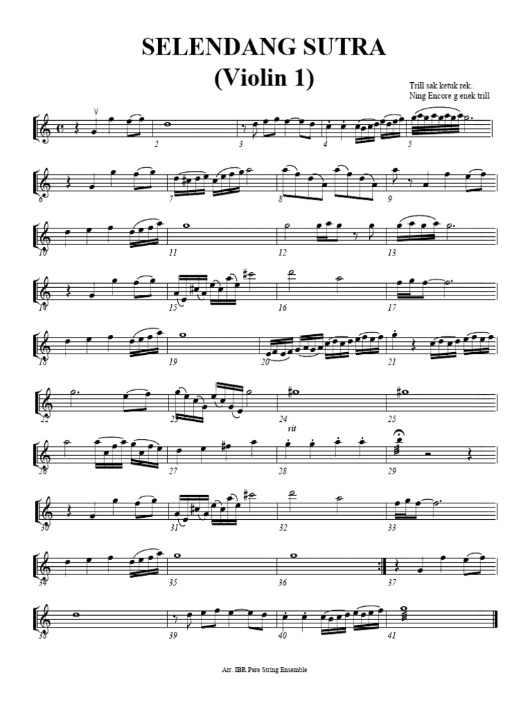 SELENDANG SUTRA - Violin 1 | PDF